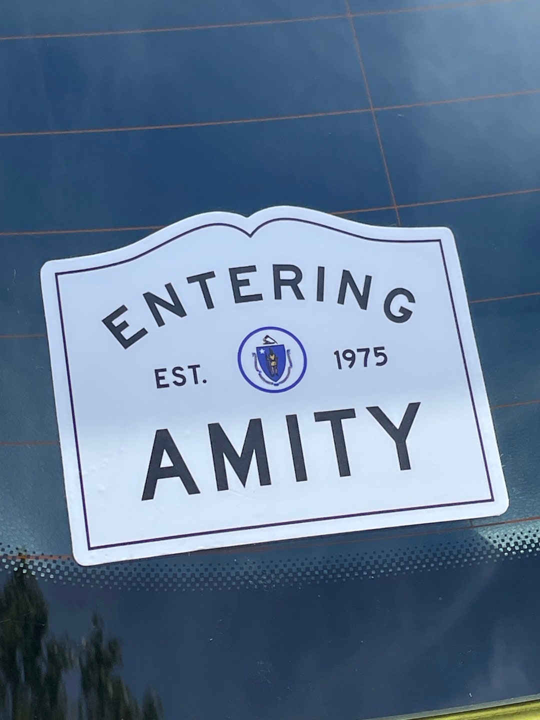 Entering Amity Sticker, Amity Island Town Sign From Movie Jaws, Sticker ...