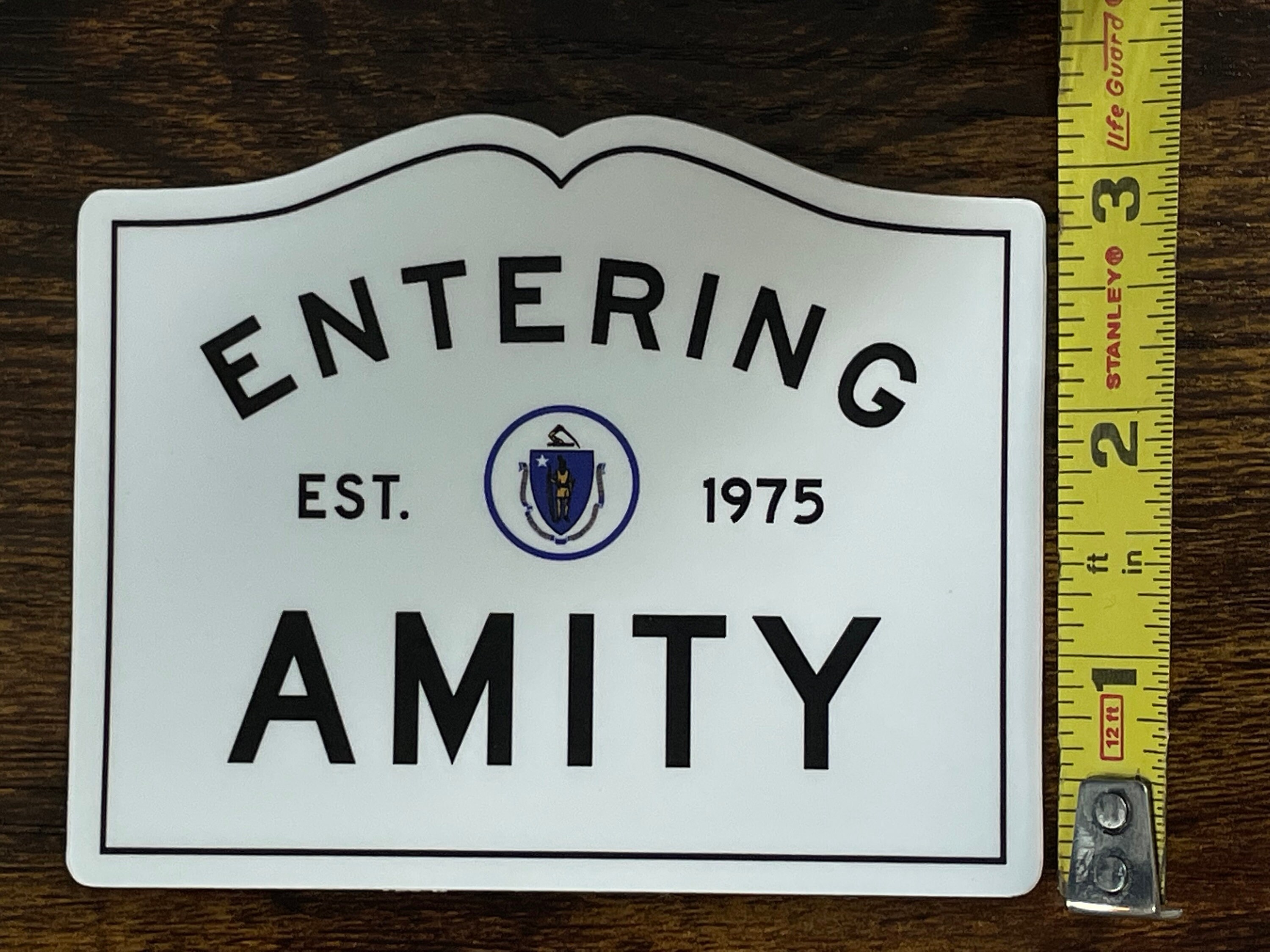 Entering Amity Sticker, Amity Island Town Sign From Movie Jaws, Sticker ...