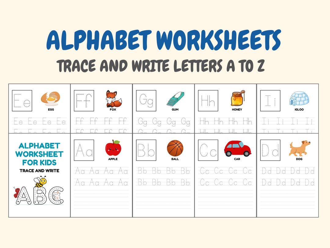 Alphabet A-Z Trace & Write Worksheets | Printable Handwriting Practice ...