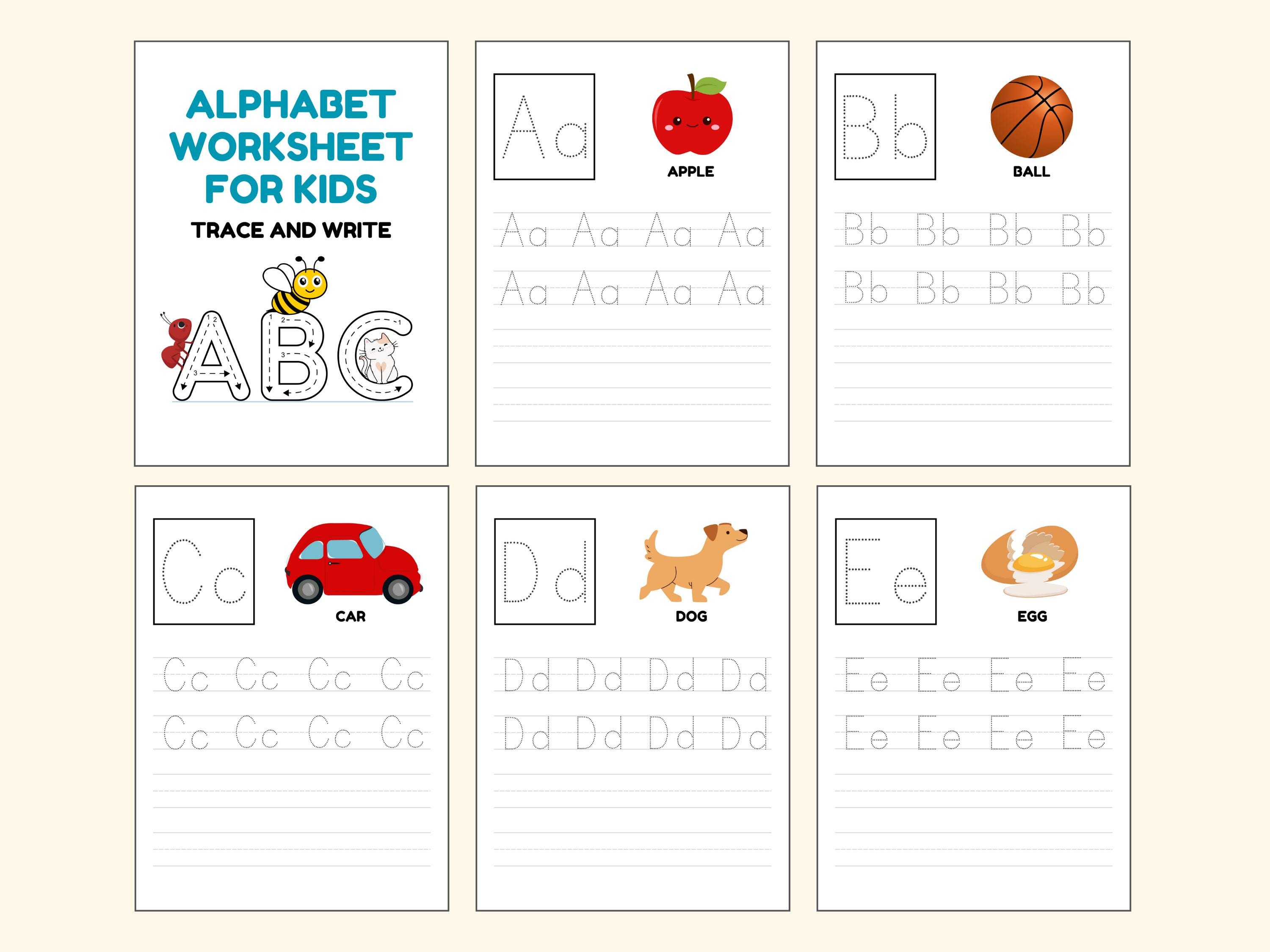 Alphabet A-Z Trace & Write Worksheets | Printable Handwriting Practice ...