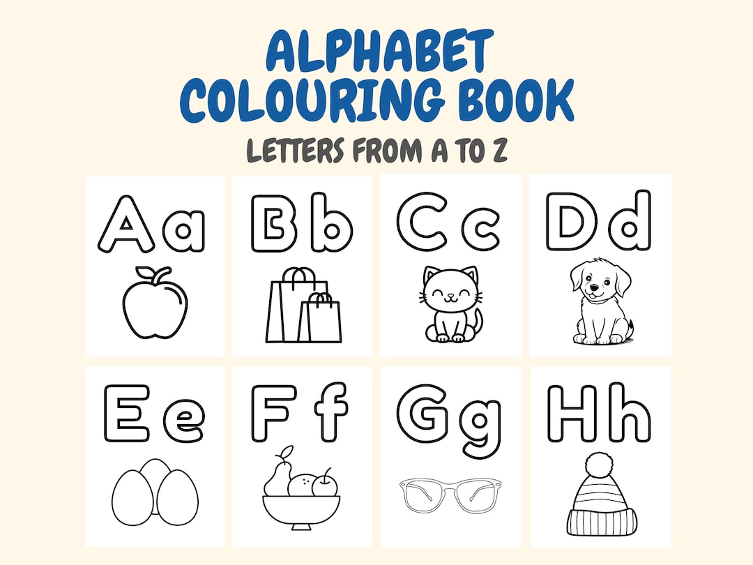 Printable Alphabet Colouring Book for Kids | A-Z Letters & Objects ...