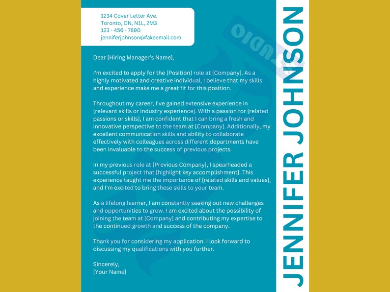 Professional Cover Letter Template With Sample Text Customizable Cover ...