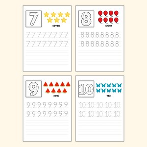 1-10 Counting, Tracing & Writing Worksheets | Printable Preschool and ...