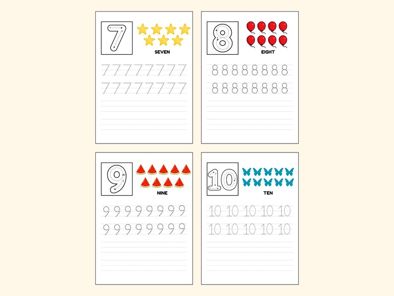 1-10 Counting, Tracing & Writing Worksheets | Printable Preschool and ...