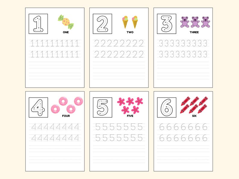 1-10 Counting, Tracing & Writing Worksheets | Printable Preschool and ...