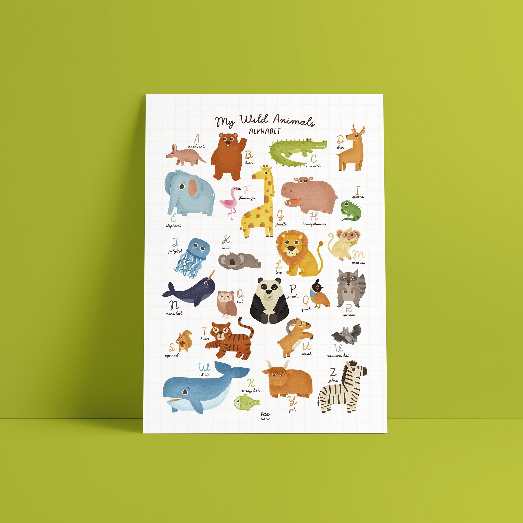 PRINTABLE Wild Animals Alphabet Poster Kids Room Nursery Digital ...