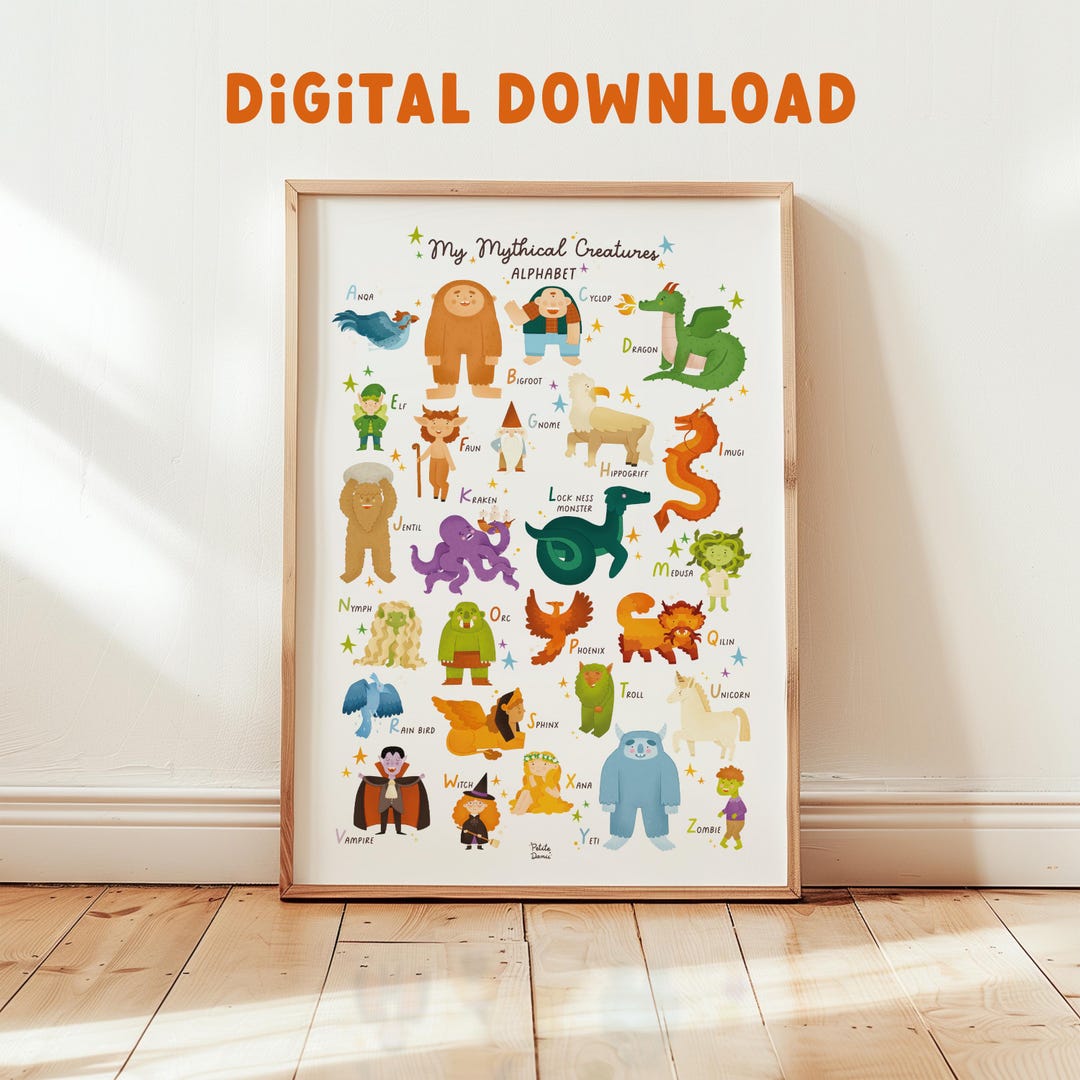 My Mythical Creatures Alphabet Printable Poster | Kids Room & Nursery ...