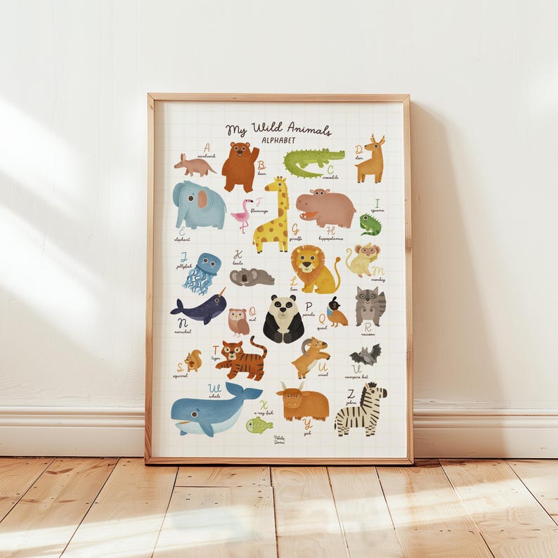 My Wild Animals Alphabet Printable Poster | Kids Room & Nursery ...