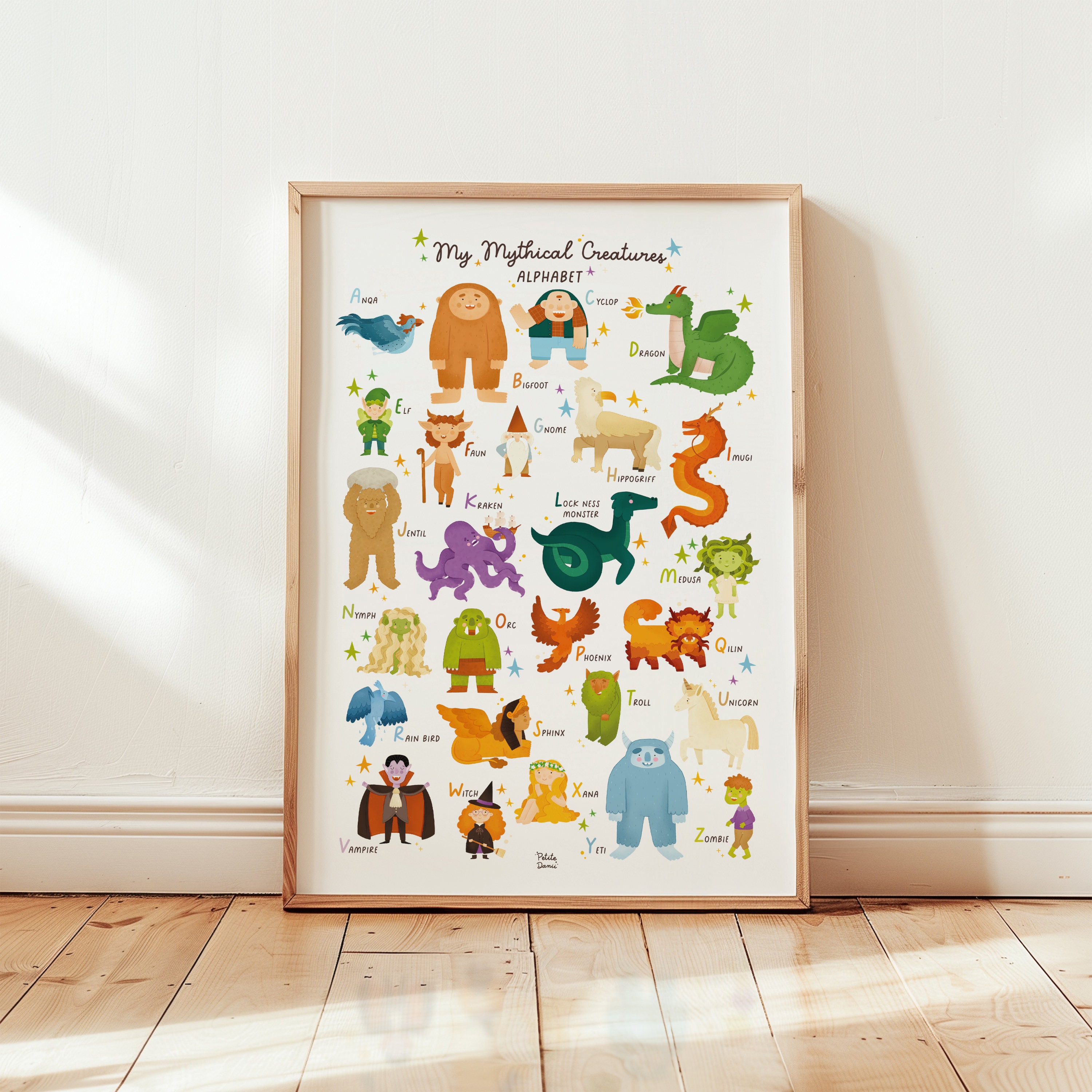 Mythical Creatures Alphabet Poster A3 Print for Kid's Room & Nursery ...