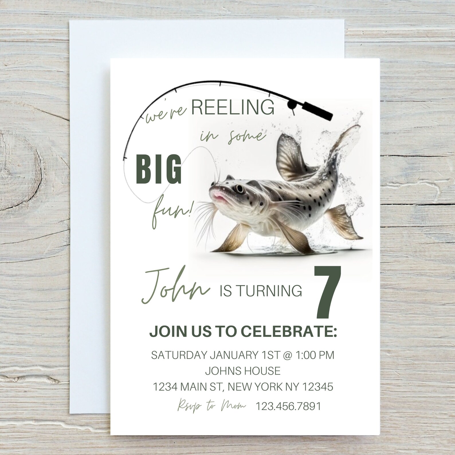EDITABLE Catfish Birthday Invite Portrait, Fish Birthday Invitation ...