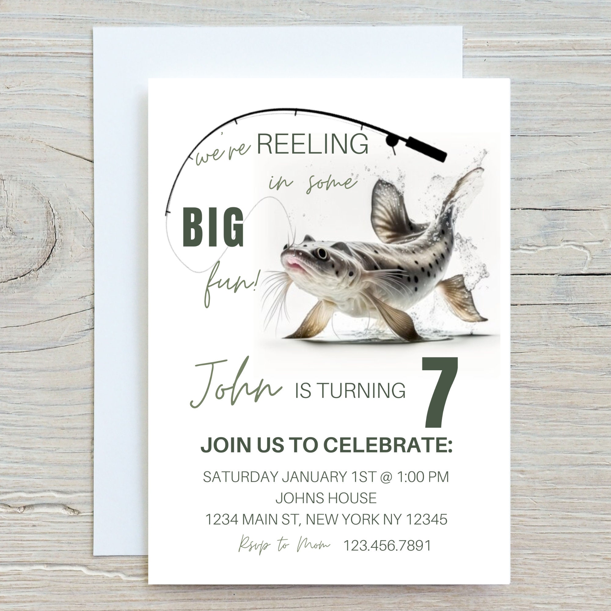 EDITABLE Catfish Birthday Invite Portrait, Fish Birthday Invitation ...
