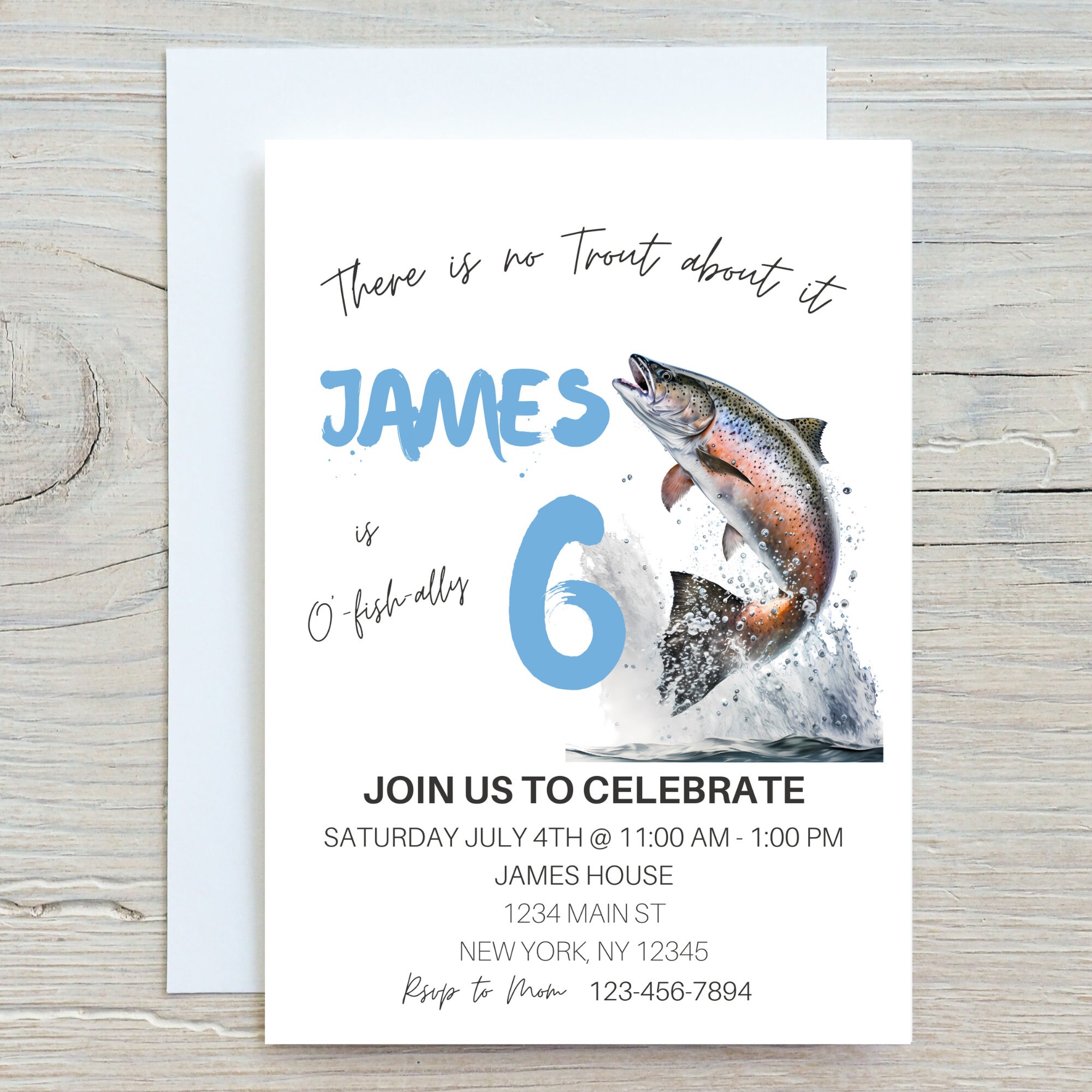 EDITABLE Fish Trout Birthday Invite, Fish Birthday Invitation, Trout ...