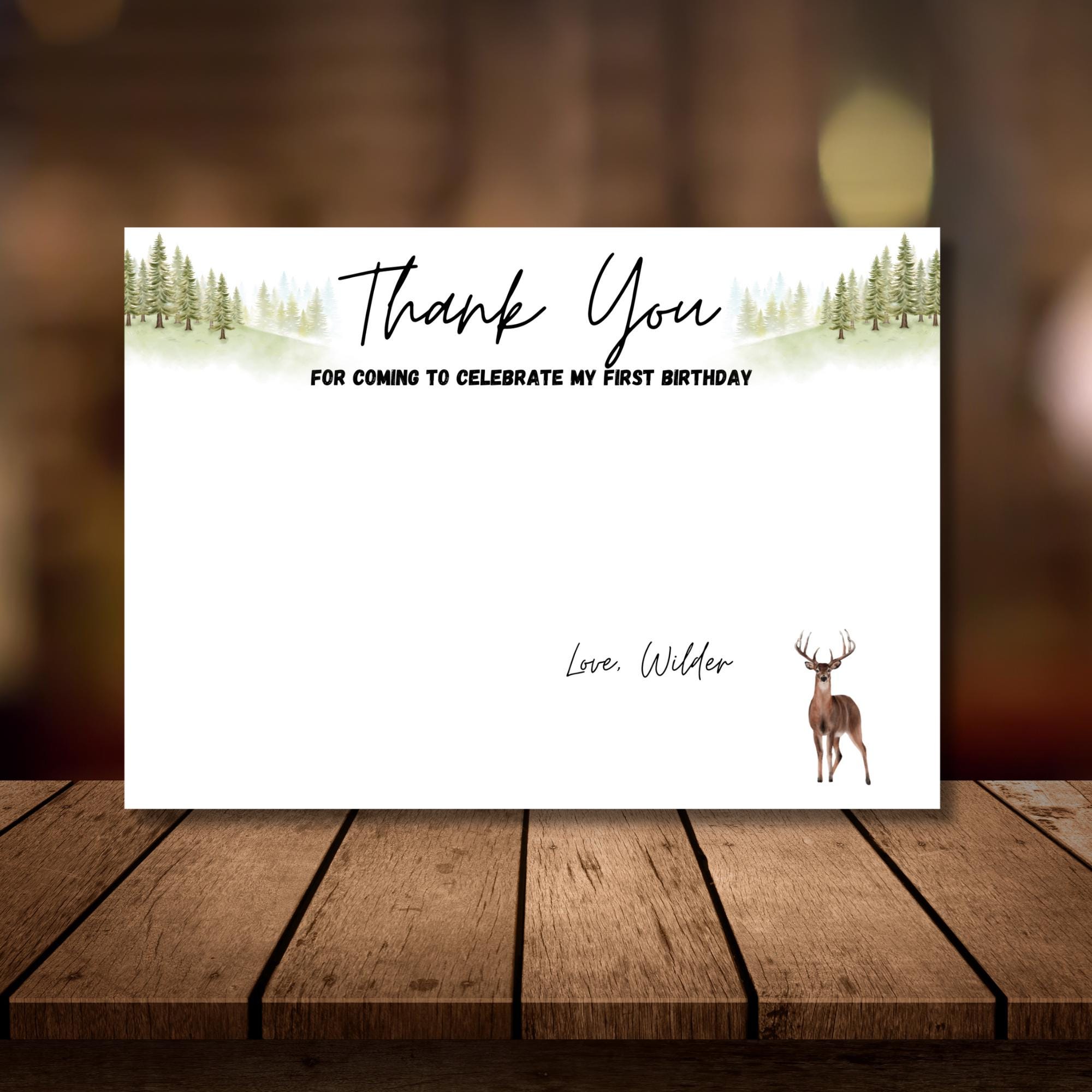 EDITABLE Set of 3deer Birthday Thank You Cards, 5 X 7 Thank You Cards ...