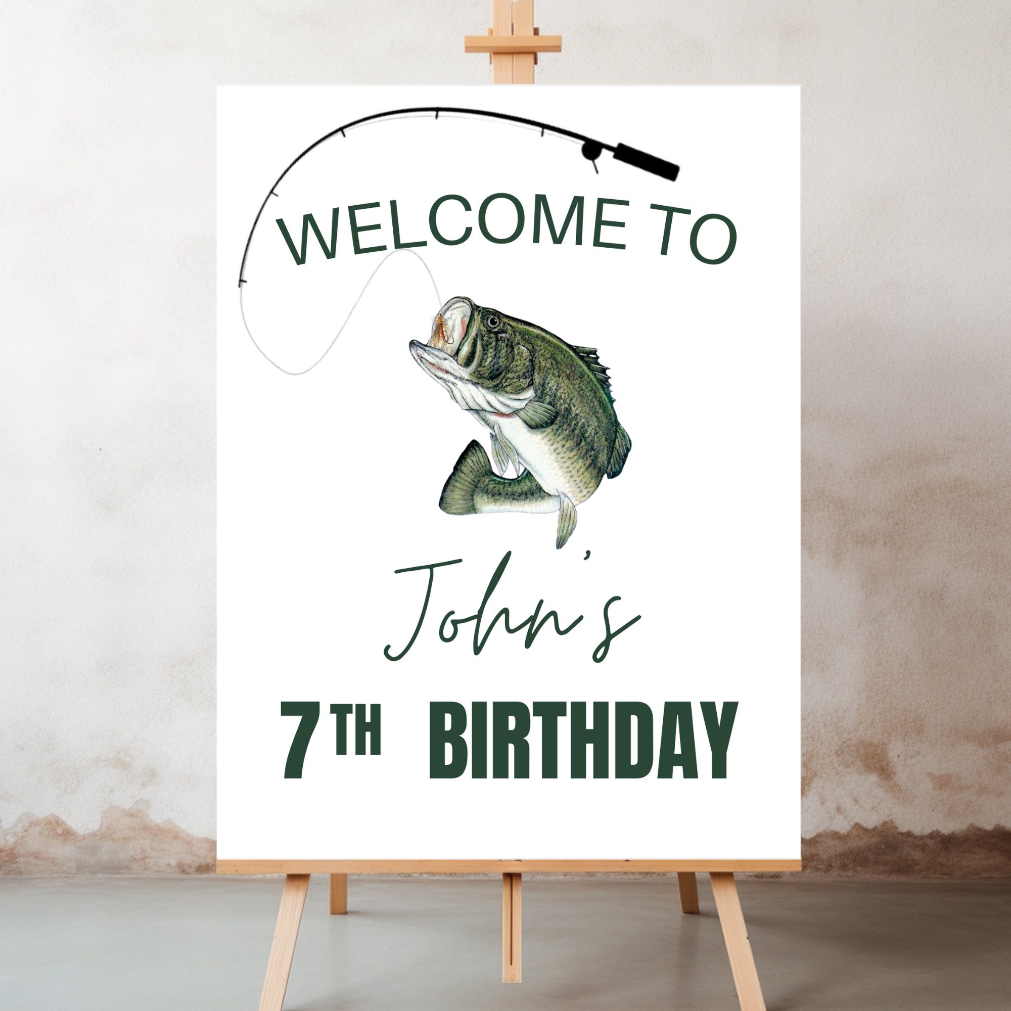 Editable Bass Fish Welcome Sign, Fish Birthday Party, Fishing Birthday ...