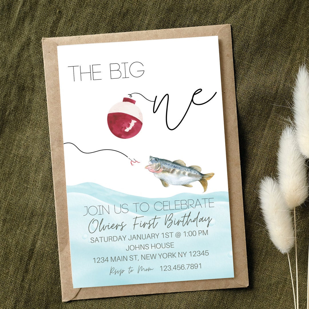 EDITABLE Fishing First Birthday Invite Portrait First - Etsy