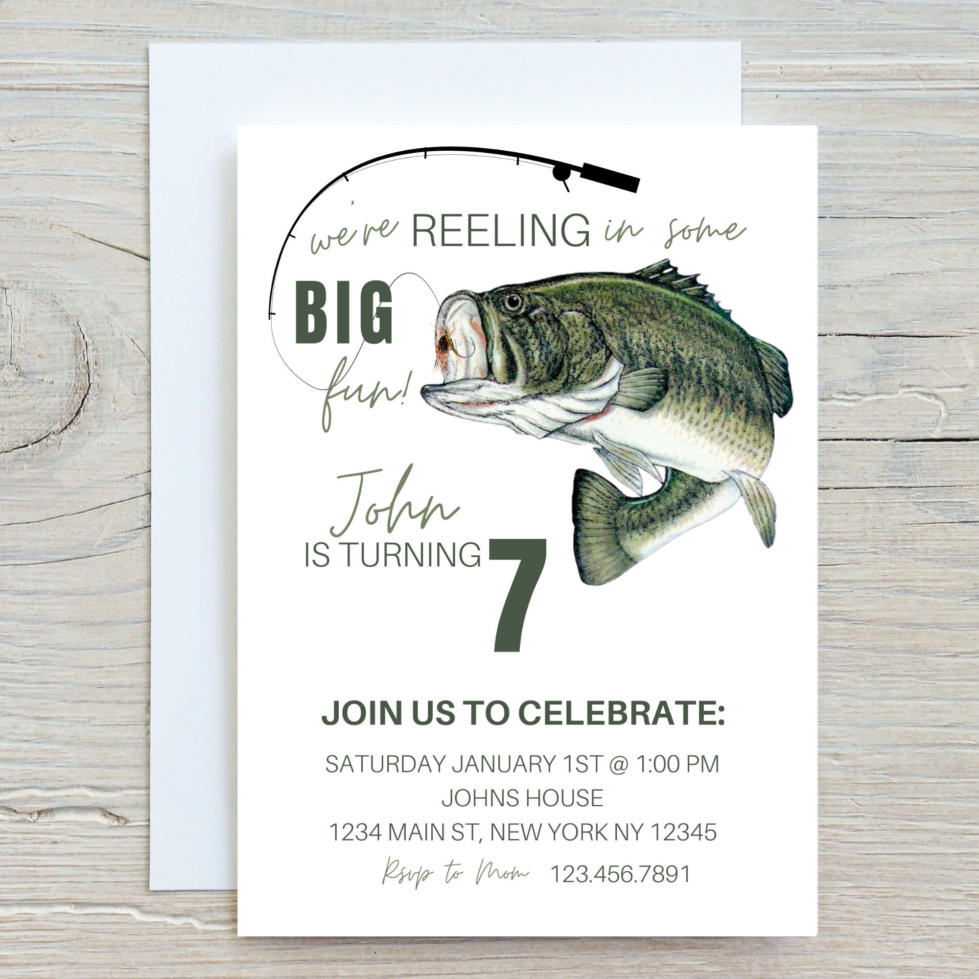 Fish Birthday Bundle Bass Birthday Bundle Invitation Thank - Etsy