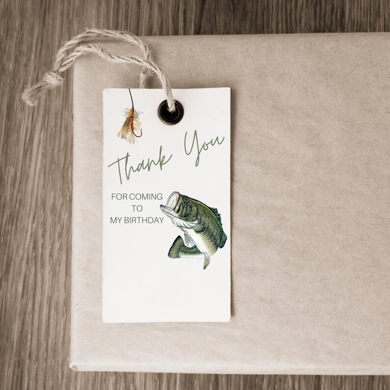 Thank You Tags Fish Bass Birthday Thank You Party Favor - Etsy