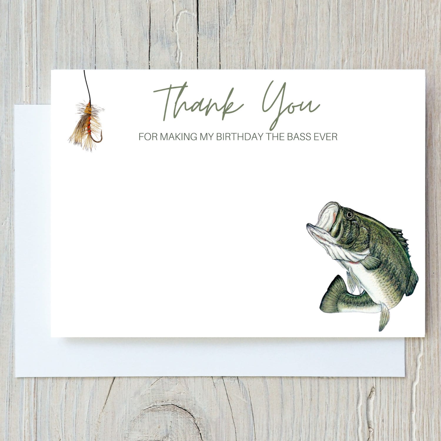 EDITABLE Bass Birthday Thank You Card, Fishing Thank You Card, Instant ...