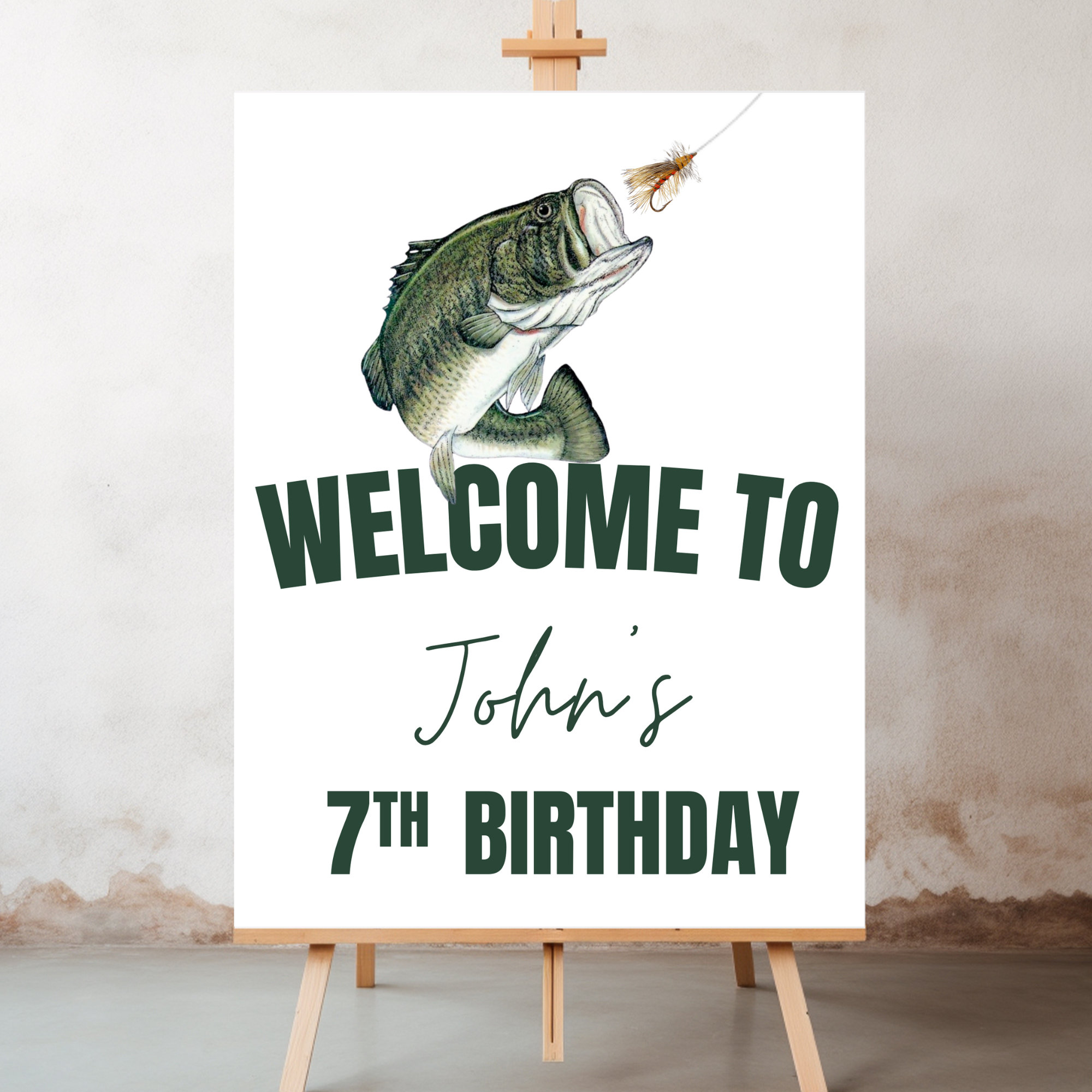 Editable Bass Fish Welcome Sign, Fish Birthday Party, Fishing Birthday ...