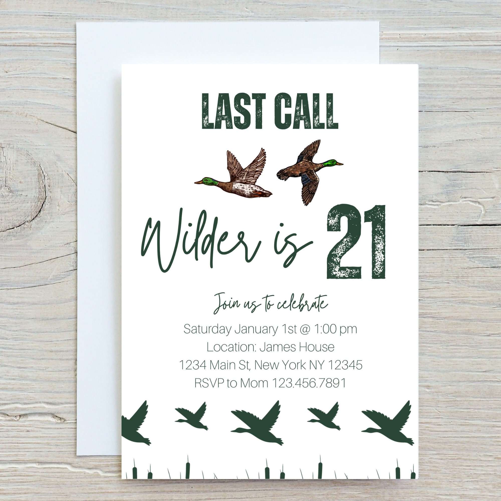 EDITABLE Last Call Duck Hunting Birthday Invite, Duck Hunting ...
