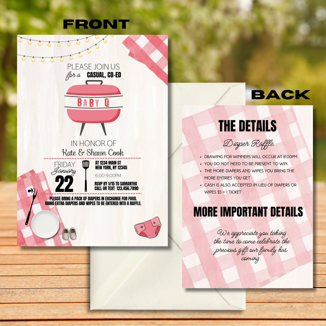 EDITABLE Diaper Party Invite, Baby Shower Invitation, Baby Q, Barbecue ...