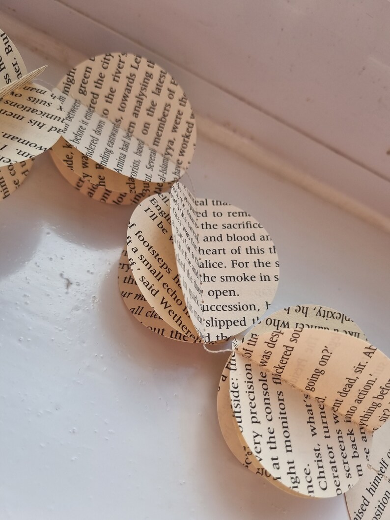 Vintage Old Book Page 3D Circle Paper Garland | Recycled Book Pages ...