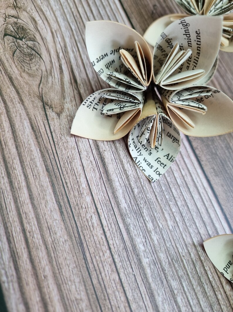 Vintage Paper Origami Kusudama Paper Flowers From Old Books Set of 3, 4 ...