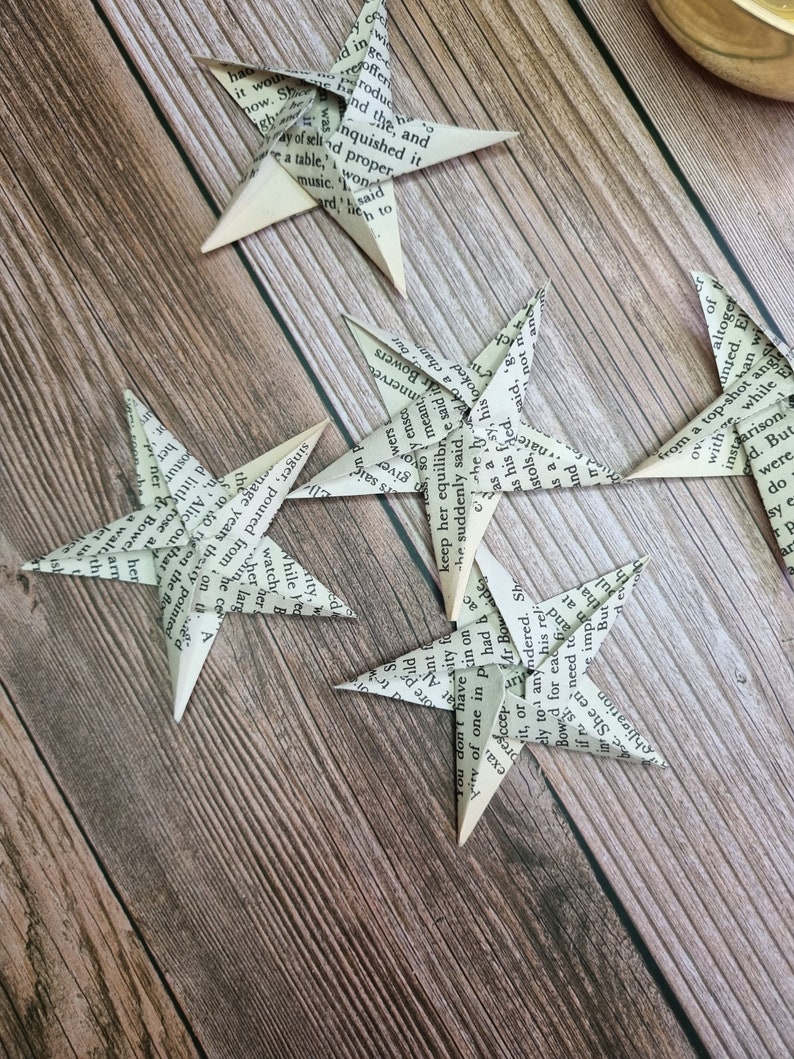 Set of 10 Vintage Paper Origami Stars From Old Books - Etsy