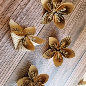 Vintage Paper Origami Kusudama Paper Flowers From Old Books Set of 3, 4 ...