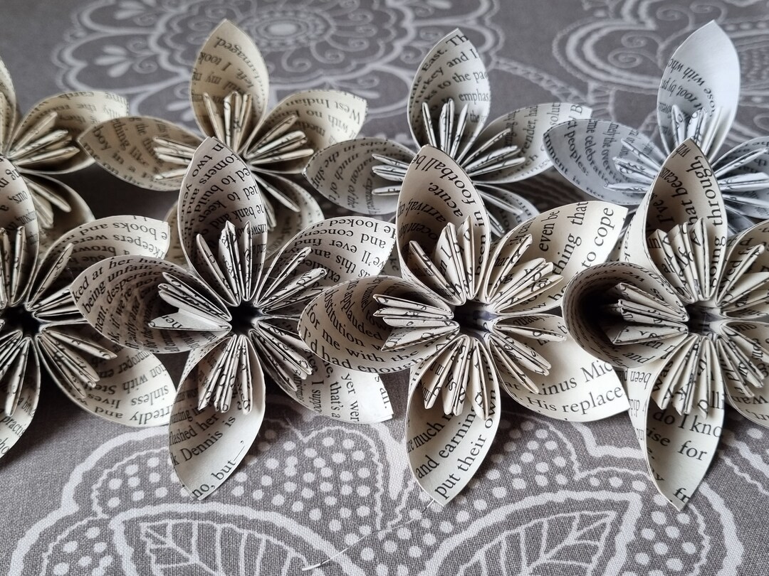 Vintage Paper Origami Kusudama Paper Flowers From Old Books | | Set of ...
