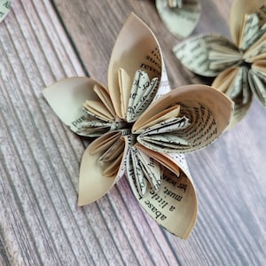 Vintage Paper Origami Kusudama Paper Flowers From Old Books Set of 3, 4 ...