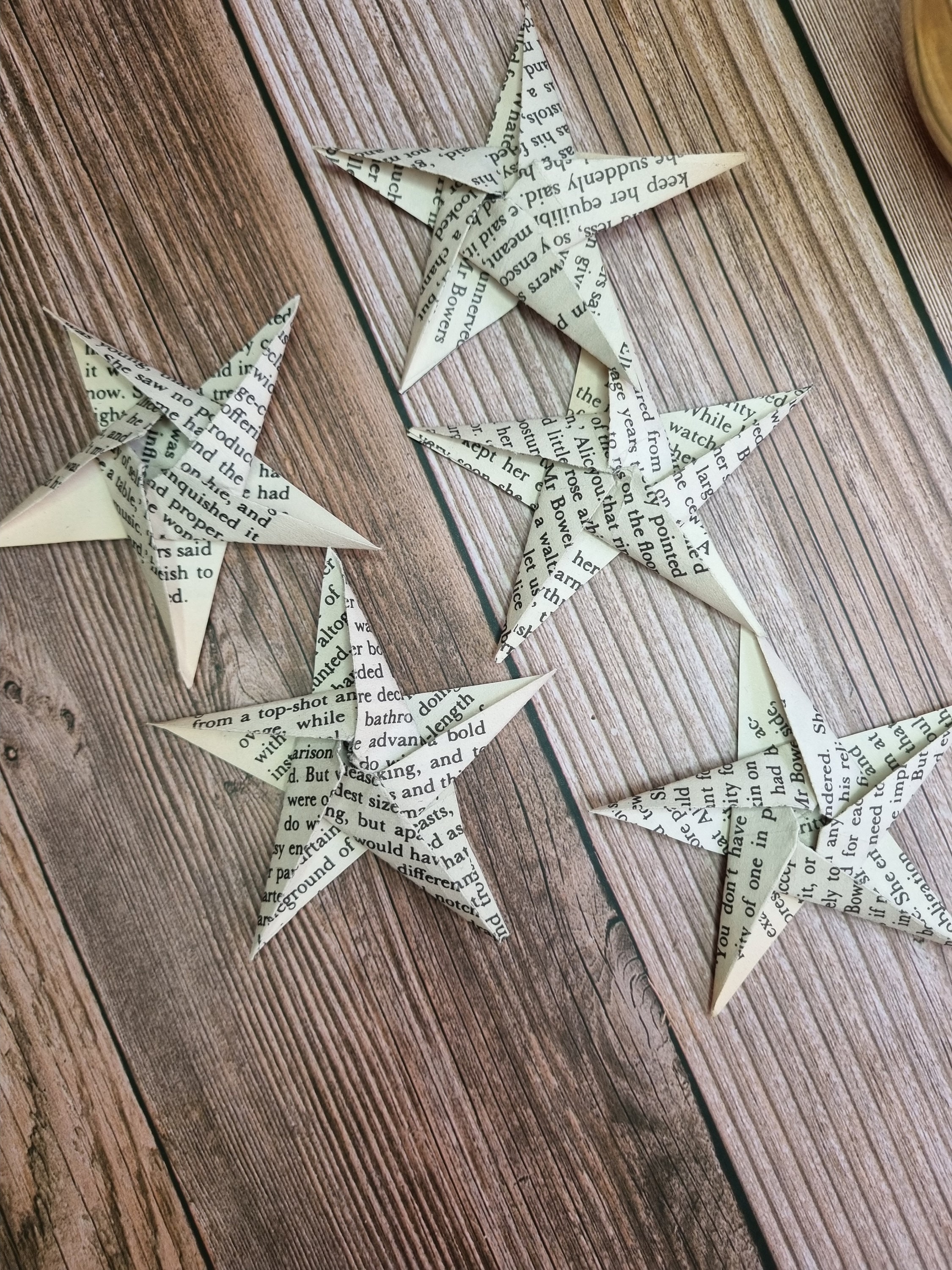 Set of 10 Vintage Paper Origami Stars From Old Books - Etsy
