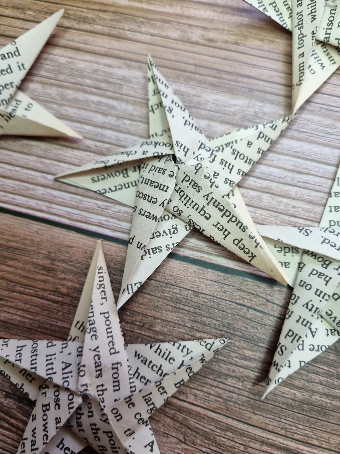 Set of 10 Vintage Paper Origami Stars From Old Books - Etsy