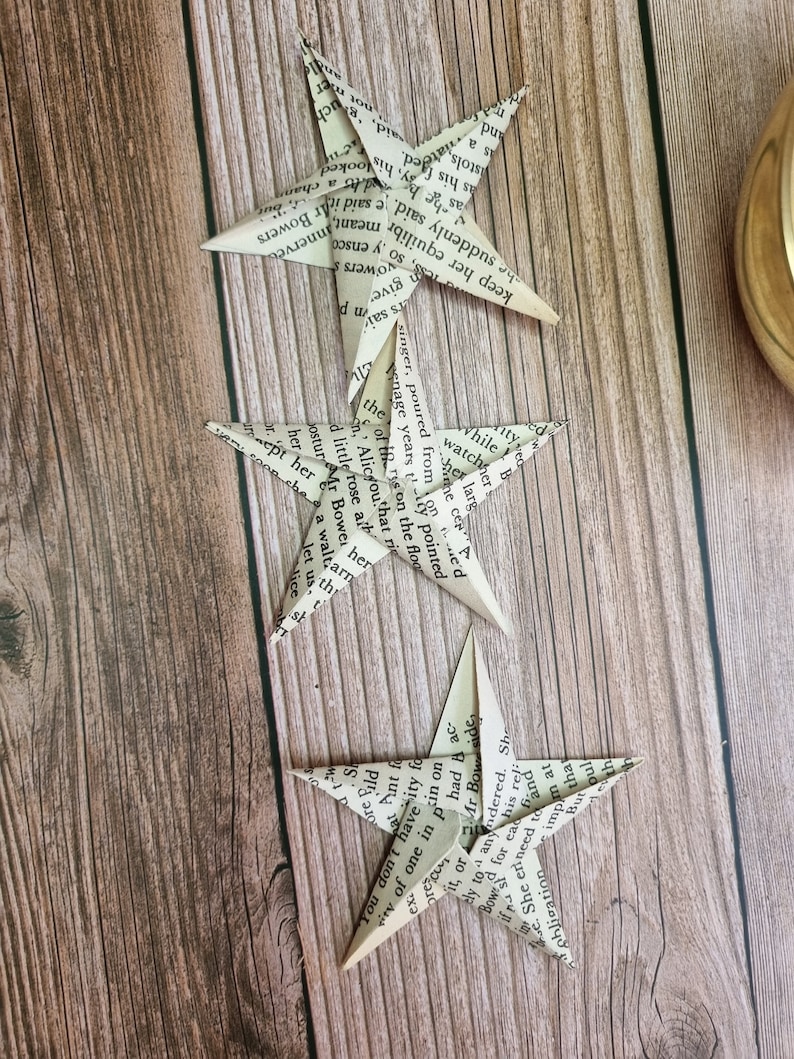 Set of 10 Vintage Paper Origami Stars From Old Books - Etsy