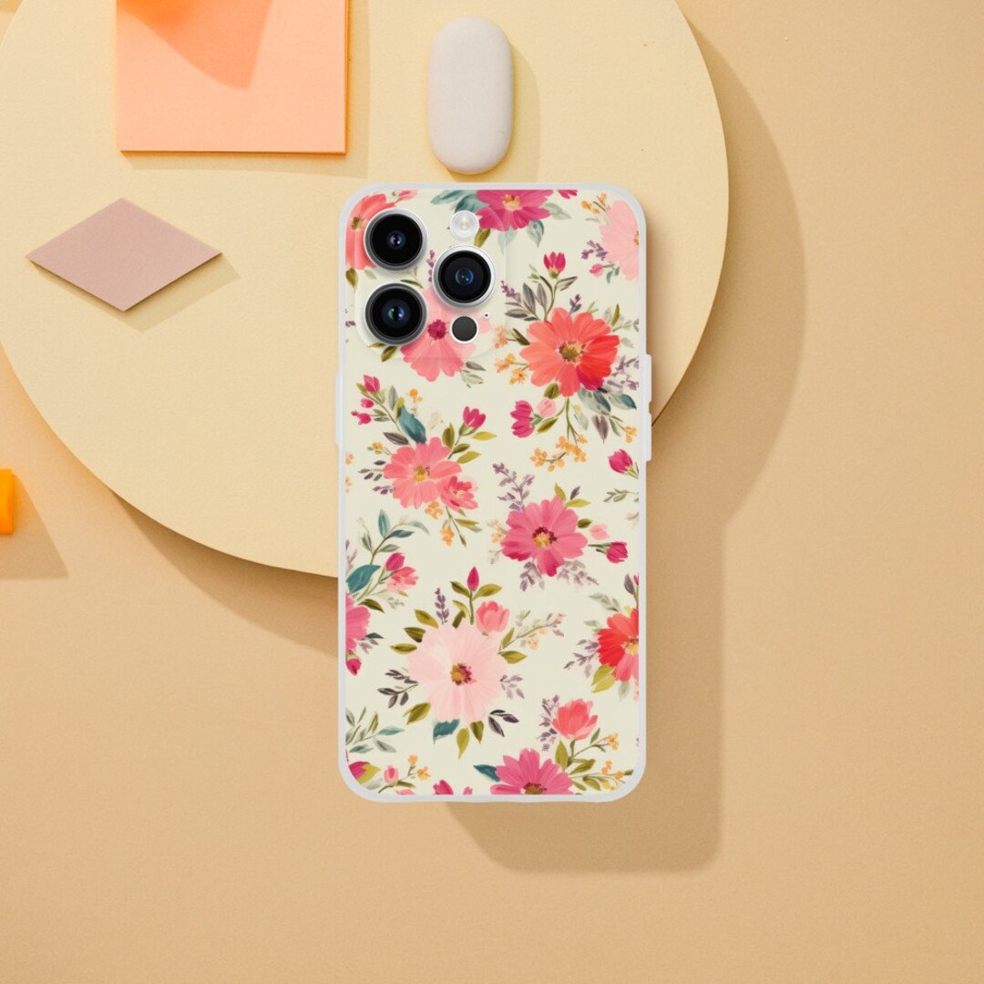 Floral Pink and Red Flowers Design Flexi, Tough and Slim Phone Cases ...