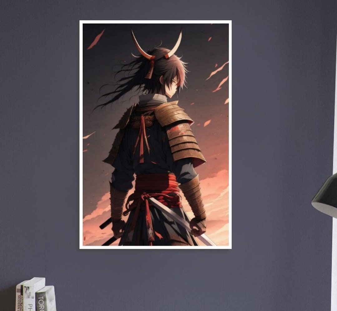 Samurai Anime Home Décor Print, Anime Premium Wall Art, Japanese Style ...