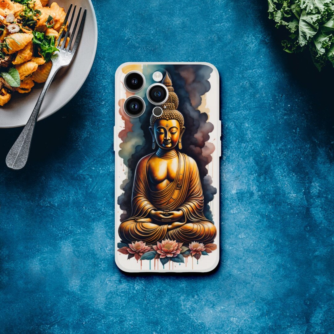 Meditating Buddha Watercolour Design Flexi, Tough and Slim Phone Cases ...
