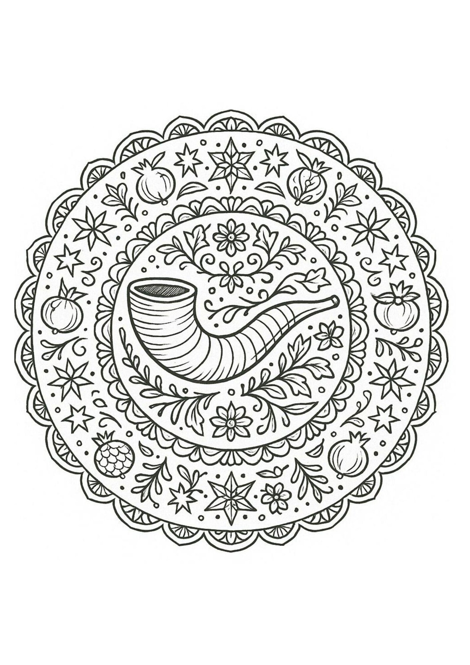 Rosh Hashanah Mandala Coloring Pages | Set of 6 Jewish Holiday ...