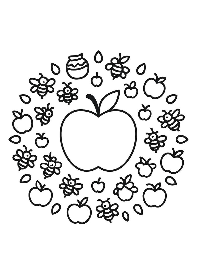 Rosh Hashanah Mandala Coloring Pages for Kids | Jewish Holiday Activity ...