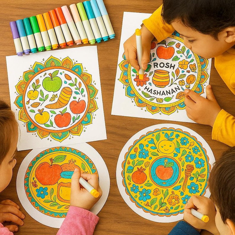 Rosh Hashanah Mandala Coloring Pages | Set of 6 Jewish Holiday ...