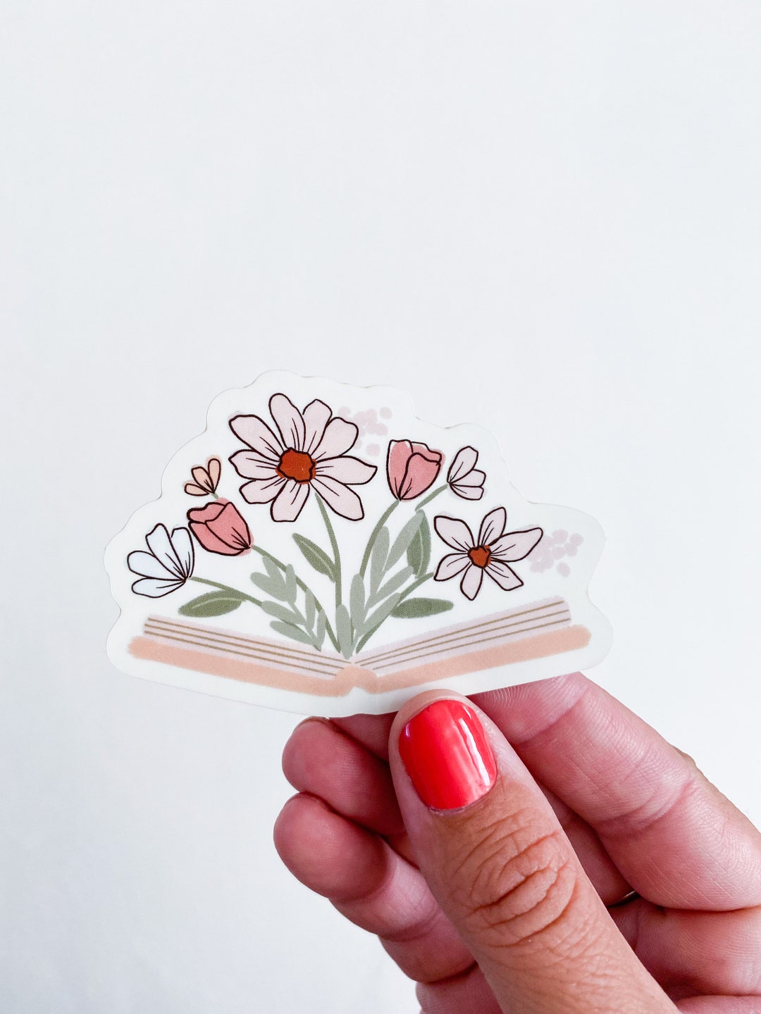 Open Book Sticker, Clear Floral Sticker, 3 X 3 Inches - Etsy