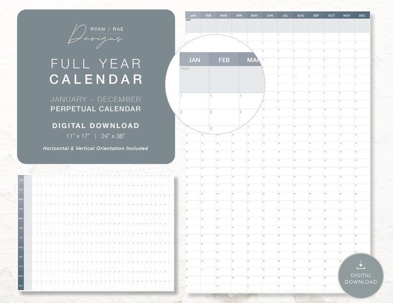 Perpetual Calendar Year Overview - Etsy