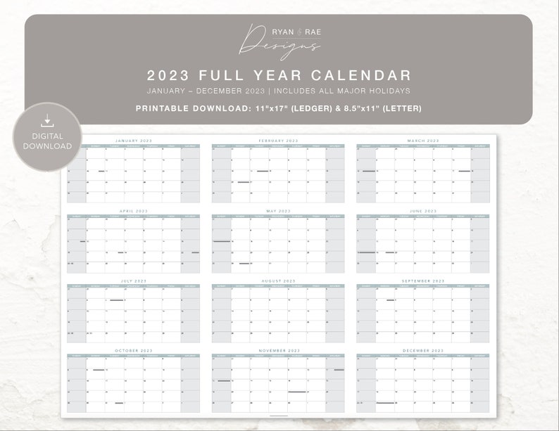 2023 Calendar FULL YEAR OVERVIEW - Etsy