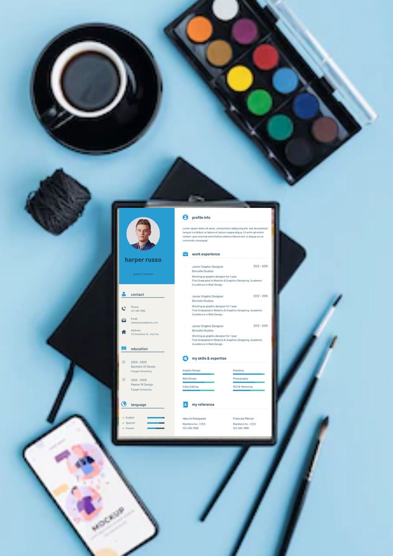 Blue Grey Minimalist Simple Modern Professional CV Resume Template ...