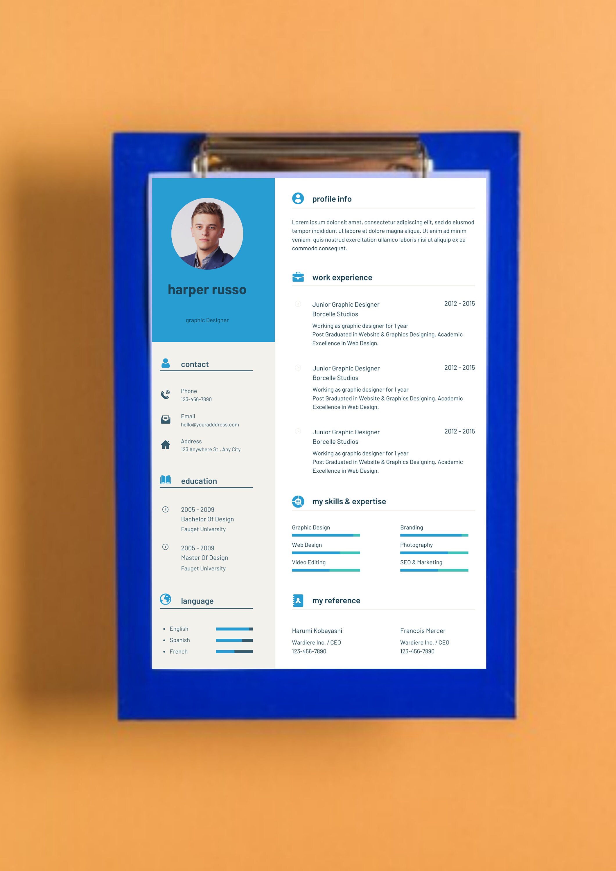 Blue Grey Minimalist Simple Modern Professional CV Resume Template ...
