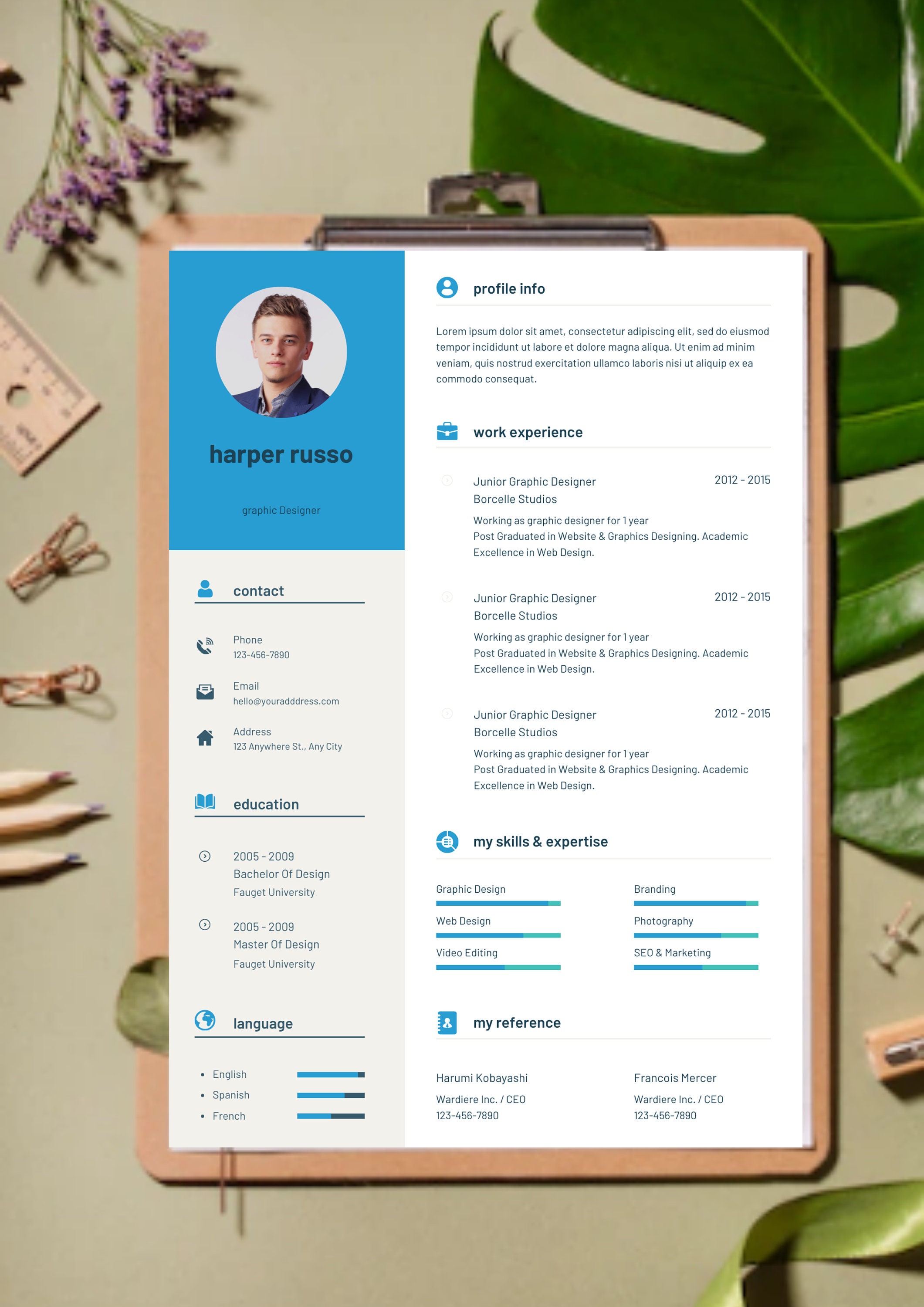 Blue Grey Minimalist Simple Modern Professional CV Resume Template ...