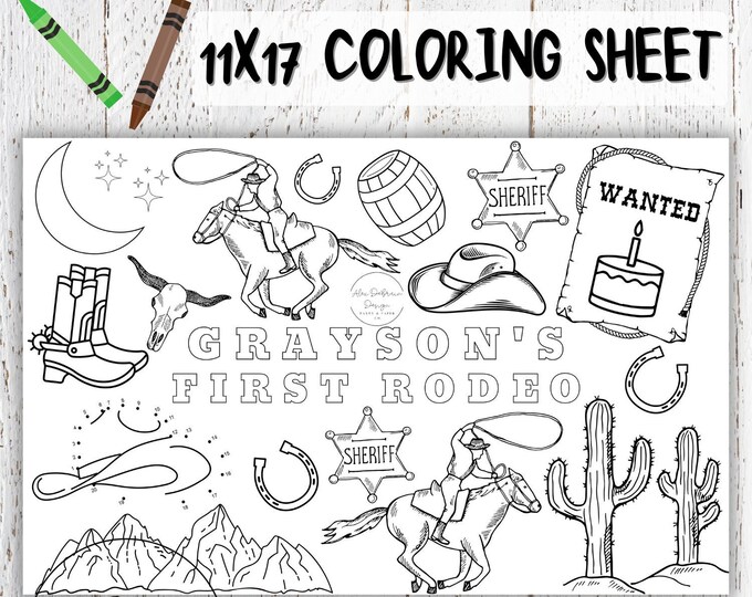 Rodeo Coloring Sheet | INSTANT DOWNLOAD | Rodeo Birthday Theme | How ...