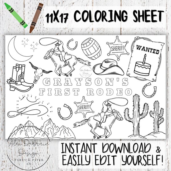 Rodeo Theme Coloring Pages - Etsy