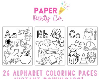 Printable Alphabet Coloring Pages, Alphabet Instant Digital Download ...