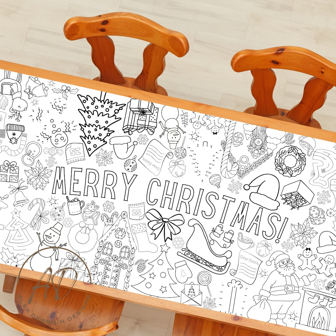 LARGE Christmas Activity Coloring Table Cloth Giant Coloring - Etsy